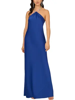 LIV FOSTER Chain Halter A-line Dress - Dynasty Blue