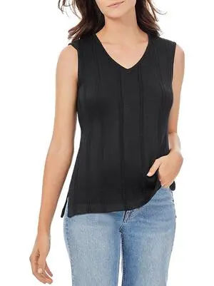 Misook Ribbed Tank Top - Black