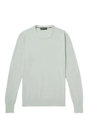 Loro Piana Cotton And Silk-blend Piqué Sweater - Blue