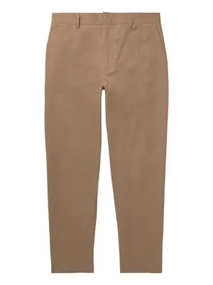 Paul Smith Straight-leg Cotton And Linen-blend Trousers - Brown