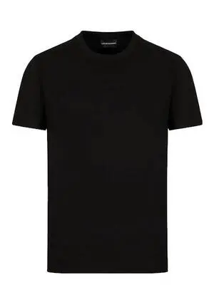 Emporio Armani Jersey T-shirt With Jacquard Logo - Black
