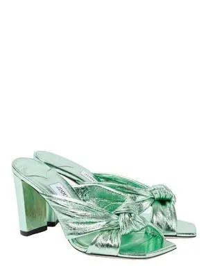 JIMMY CHOO Metallic Leather Sandals - Green