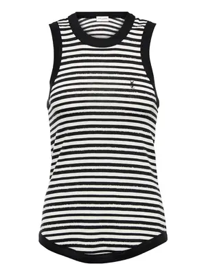 Saint Laurent Cassandre Striped Jersey Top - Multicoloured