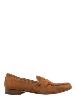 LIDFORT Round-toe Suede Loafers - Brown