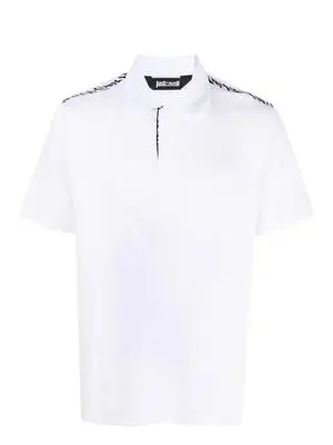 Just Cavalli Animal-print Piqué Polo Shirt - White