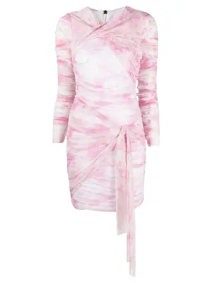 MSGM Tie-dye Ruched Mini Dress - Pink