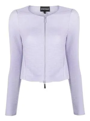 Emporio Armani Barré Jersey Zip-up Jacket - Purple