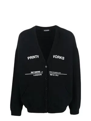 Raf Simons Tour-print Fleece Cardigan - Black