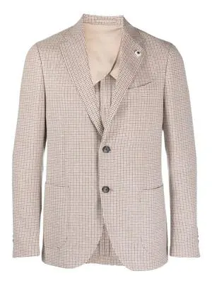LARDINI Pota Houndstooth-pattern Blazer - Neutrals