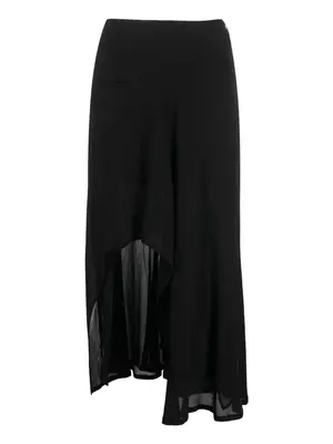 Yohji Yamamoto Asymmetric Midi Skirt - Black