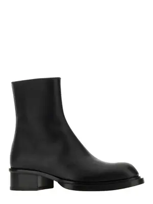 Alexander McQueen Cuban Stack Leather Boots - Black