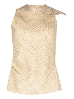 3.1 PHILLIP LIM Plaid Draped Sleeveless Top