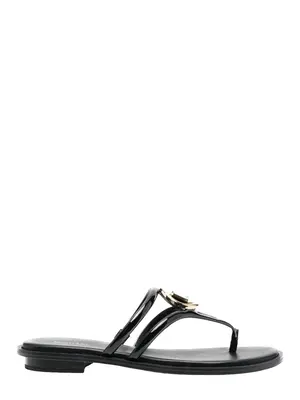 Michael Kors Logo-plaque Thong-strap Sandals - Black