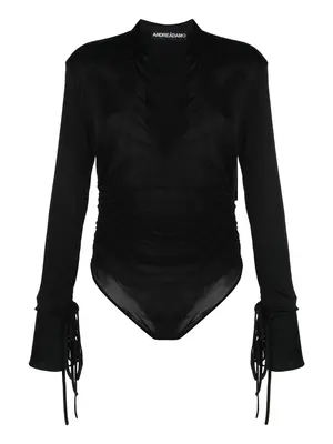 ANDREĀDAMO Semi-sheer Long-sleeved Body - Black