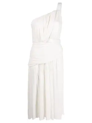 Alberta Ferretti One-shoulder Flared Midi Dress - White