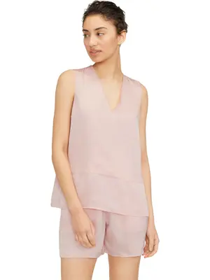 Everlane Satin V-Neck Peplum Top Petal Pink