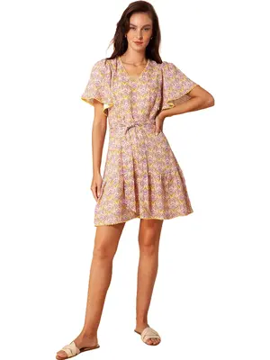 Hale Bob Lulie Linen Mini Dress - Yellow