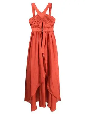 Alberta Ferretti Pleated Sleeveless Maxi Dress - Orange