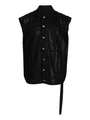 Rick Owens Sleeveless Wax-coated Cotton Vest - Black