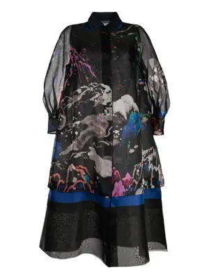 Shiatzy Chen Printed Silk Coat - Black