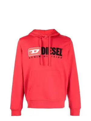 DIESEL® Logo Patch Cotton Blend Hoodie - Red