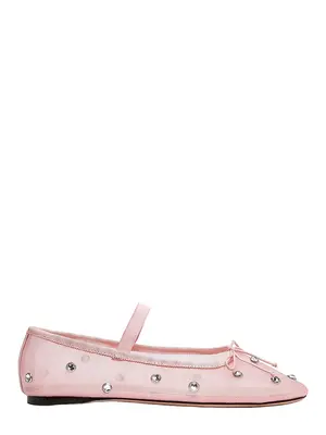 LOEFFLER RANDALL Leonie Crystal Mesh Ballet Flats Pink
