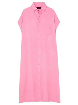 Balenciaga Silk Crepe De Chine-jacquard Maxi Shirt Dress - Pink