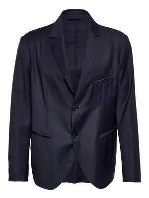 Giorgio Armani Single-breasted Virgin Wool Blazer - Blue