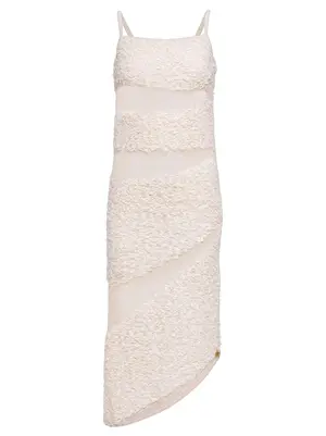 DION LEE Paneled Linen-blend Gown - White