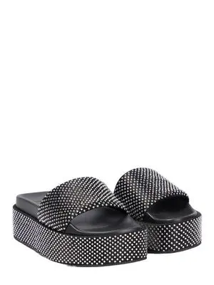 Versace Embellished Satin Platform Slides - Multicoloured