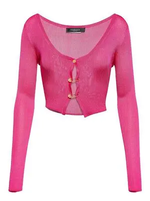 Versace Safety Pin Cropped Cardigan - Pink