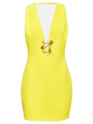 Versace Safety Pin Mini Dress - Yellow