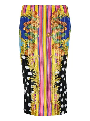 Versace Medusa Palm Springs Plissé Midi Skirt - Multicoloured