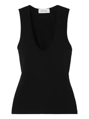 Matteau Net Sustain Organic Cotton-blend Jersey Tank - Black