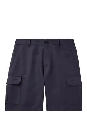 Loro Piana Straight-leg Cotton And Linen-blend Cargo Shorts - Blue