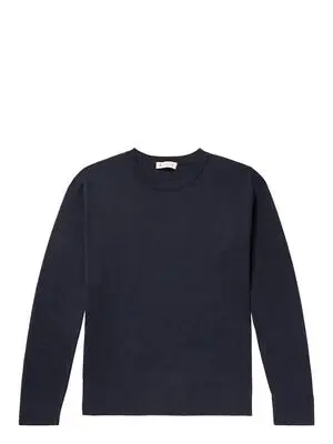 PIACENZA CASHMERE 1733 Silk And Cotton-blend Crewneck Sweater - Blue