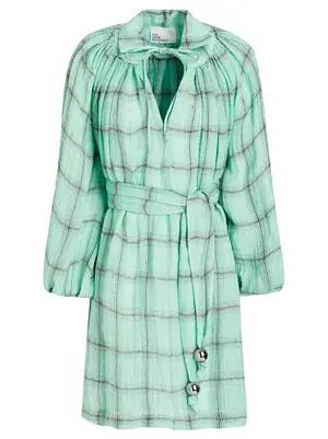 Lisa Marie Fernandez Checked Linen-blend Gauze Mini Dress - Mint