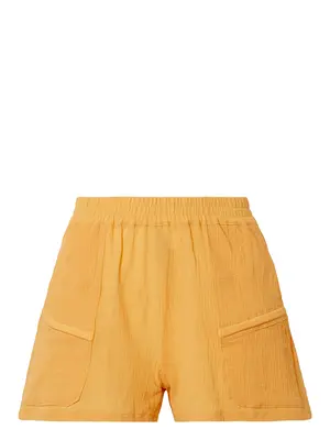 Paradised Prim Cotton-gauze Shorts - Saffron