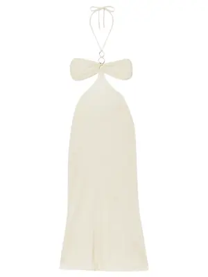 Savannah Morrow Mina Cutout Crinkled Cottongauze Halterneck Maxi Dress - Cream