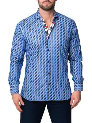MACEOO Einstein Burn Button-up Shirt - Blue