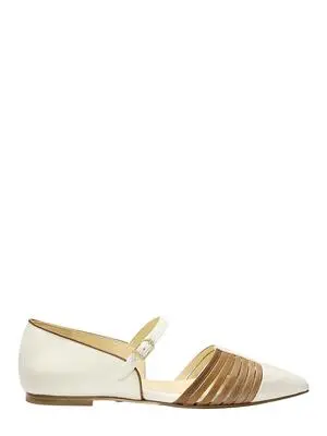 Sarah Flint D'orsay Flats - Cream Canvas & Ombre Nappa