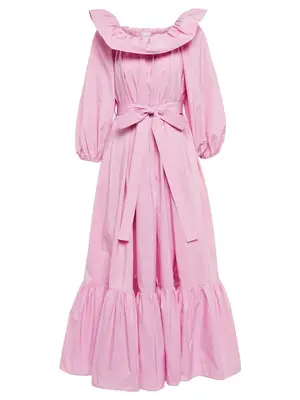 Patou Off-shoulder Faille Maxi Dress - Pink