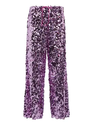 Oseree Sequined Wide-leg Pants - Pink