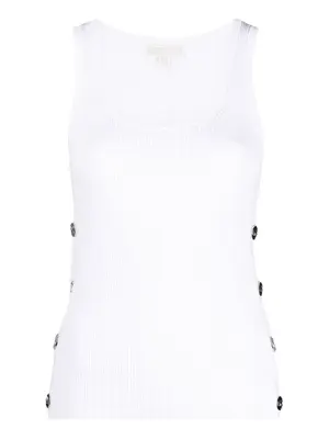 Michael Kors Button-embellished Ribbed Tank Top - White