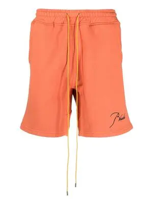 Rhude Embroidered Cotton Track Shorts - Orange