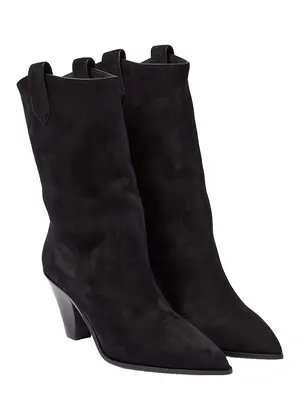 AQUAZZURA Boogie Suede Cowboy Boots - Black