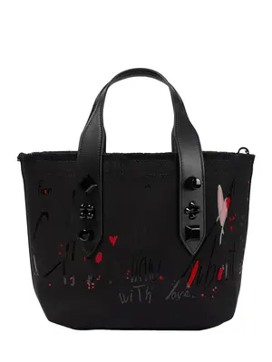 CHRISTIAN LOUBOUTIN Frangibus Small Printed Canvas Tote - Black