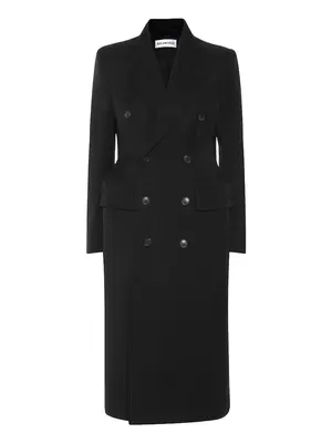 Balenciaga Hourglass Wool-blend Coat - Black