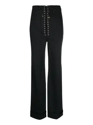 WEINSANTO Tie-fastening High-waisted Trousers - Black