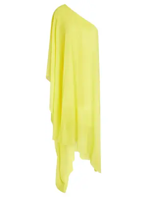 Halston One-shoulder Draped Georgette Midi Dress - Yellow